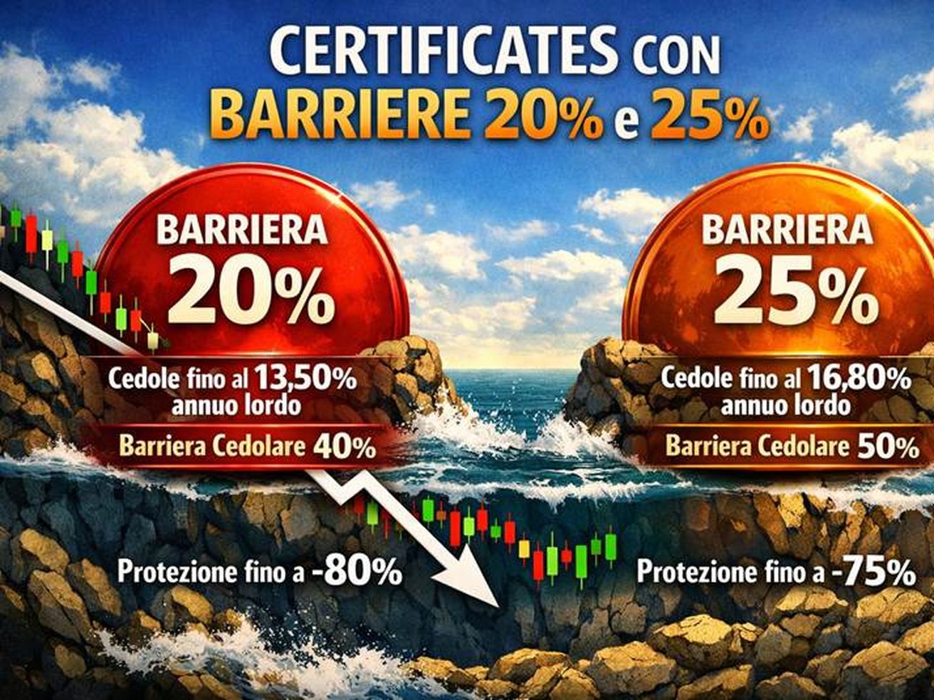 Due certificates su azioni italiane con barriera capitale al 20% e 25% ...